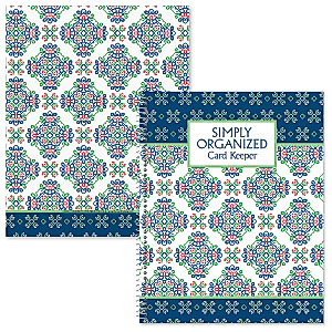 Fresh Patterns Greeting Card Organizer Book - Monthly Birthday & Occasion Reminder Pocket Pages, Card Keeper, Softcover, 8" x 10", Spiral Bound