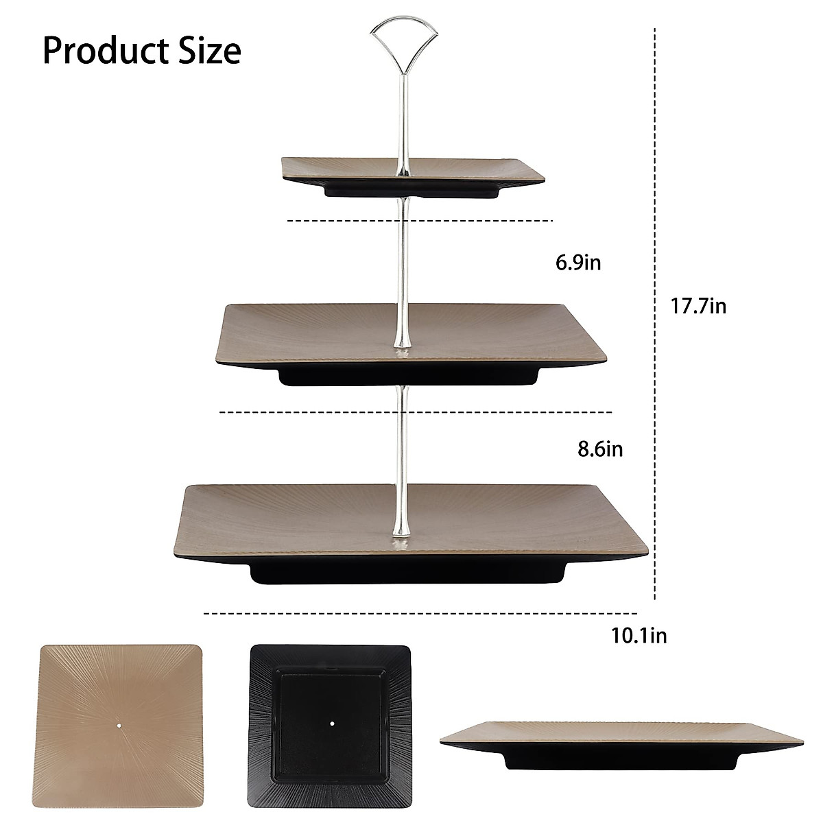Lucky Will Square Tiered Serving Dishes for Kitchen Restaurant Serving Platters for Pasta Salad Gourmet Food