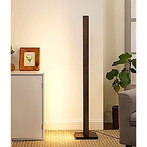 EDISHINE Modern Wood Corner Floor Lamp, Sleek Dimmable LED Atmosphere Lamp, Minimalist Standing Mood Lighting for Living Room, Bedroom, Studio, Office, 3000K Warm Light, 46"