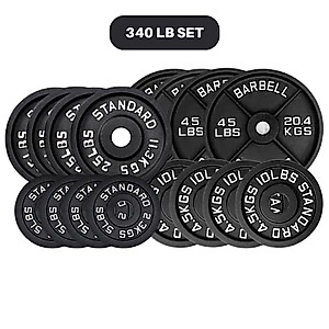 HAJEX Cast Iron Olympic Weight Plates Set 2 inch - Pairs of 2.5 LB, 5 LB, 10 LB - Weights Set 35 LB