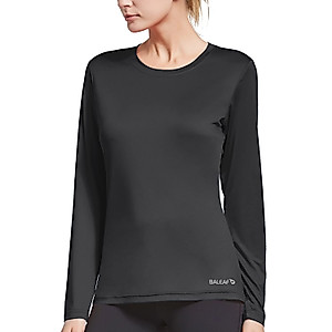 BALEAF Women's Long Sleeve Workout Tops Running Hiking Athletic Shirts Active T-Shirts Wicking Quick Dry Soft Lightweight Black Size S