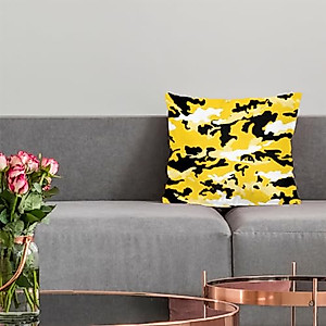 XMNYGJ Yellow Camo Throw Pillow Covers 16 x 16 Inch Decorative Square Cushion Case Soft Cozy Modern Pillowcase for Couch Sofa Bed Living Room Home Decor