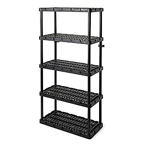 Gracious Living 5 Shelf Knect-A-Shelf Ventilated Heavy Duty Storage Unit 18 x 36 x 72 Organizer System for Home, Garage, Basement & Laundry, Black