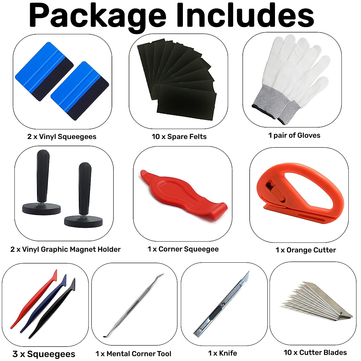 SETLUX 32PCS Vinyl Wrap Tool Kit Car Wrapping Kit Car Tint Tools Kit Window Tint Squeegee…