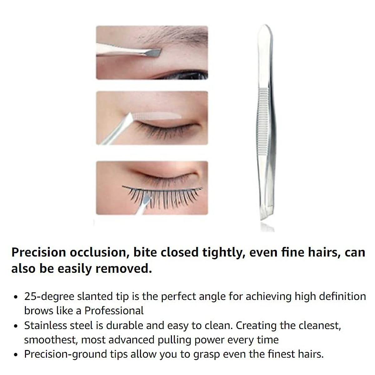 Luxxi (5 Pack) Slant Tweezers - Precision Sturdy Stainless Steel Slant Tip Tweezers Hair Plucker for Hair and Eyebrows Personal Care (Silver Tone)