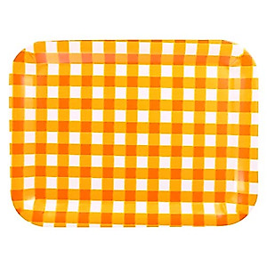 Hemoton Melamine Dinner Plates Rectangular Salad Plates Dining Dish Appetizer Serving Plates Fast Food Bread Fruit Tray for Home Kitchen Resturant (Check)