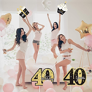 Happy 40th Birthday Party Yard Sign Set of 8 Black Gold 40 Birthday Yard Signs with Stakes and Outdoor Lawn Decorations