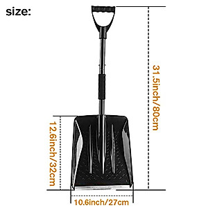 Folding Snow Shovel, Detachable Portable Compact Emergency Snow Shovel for Car, 3-Piece Collapsible Design Perfect for Garden, Car Driveway, Truck, SUV, Camping and Outdoor Activities