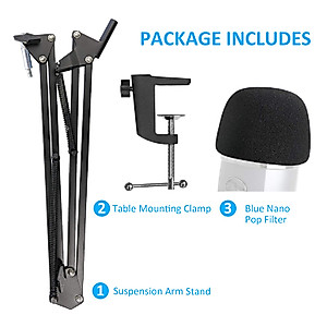 Yeti Nano Mic Stand with Pop Filter - Microphone Boom Arm Stand with Foam Cover Windscreen for Blue Yeti Nano Mic by YOUSHARES
