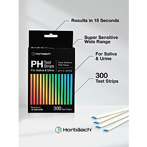 Horbäach PH Test Strips for Urine and Saliva Testing | for Women and Men | 300 Count