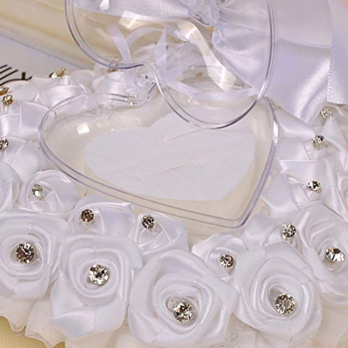 Amosfun Ring Bearer Heart Shape Bride Ring Cushion Ring Pillow for Wedding Engagement Ceremony Supplies