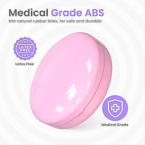 WELLCALE Retainer Case with Built-in Mirror, Aligner Case Compatible with Invisalign, Big Space & Slim Design with Magnetic Closure (Pink). Set of 2