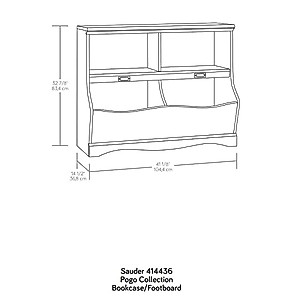 Sauder Pogo1 shelves Bookcase/footboard, Soft White finish