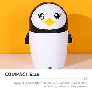STOBAZA Penguin Trash Can Car Home Cute Garbage Bin Lid Bedroom Office Desk Countertop Animal Shaped Wastebasket Container Kids