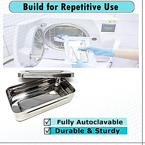 Stainless Steel Instrument Box with Lid Tray Organizer For Storage and Sterilization Surgical Lab Instrument Supplies Cleaning Tools - 7Lx3Wx1.25H