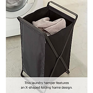 Yamazaki Home Basket-Foldable Storage Organizer | Steel | Laundry Hamper, One Size, Black