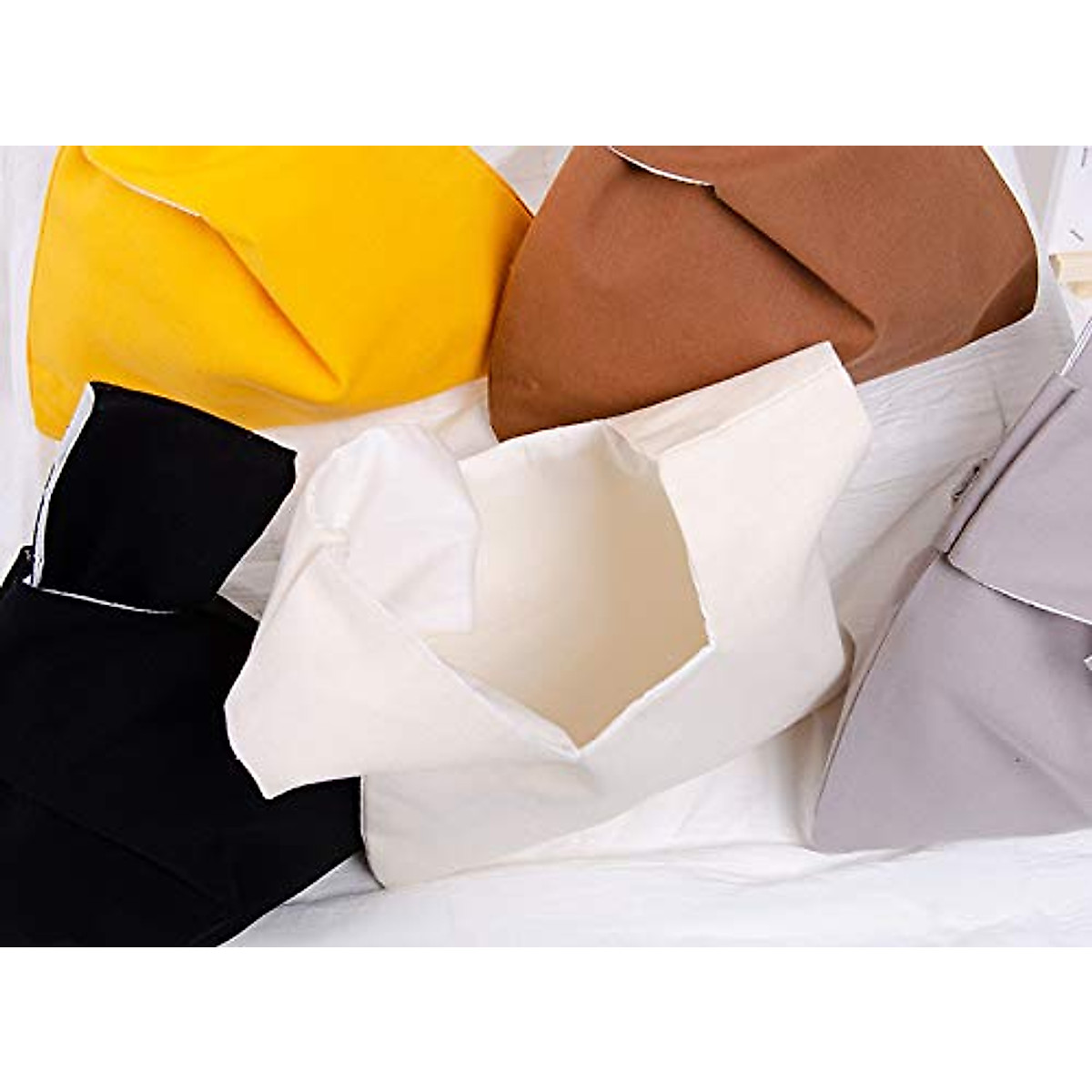 YINGKOR Cotton Canvas Plain Color Japanese Bag Wrist Wristlet Handbag Sleeve Knot Pouch Portable Purse Tote Gift Bag Pack (Collette)