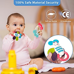 DAMEING Baby Rattle Teething Toys, Infant Sensory Teethers Toy Set, Musical Shaker Grab and Spin Early Educational Newborn Toys for 0 3 6 9 12 Months Babies Boy Girl