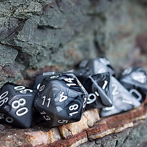Paladin Roleplaying Gray and Black Dice - Expanded DND Set with Extra D20 - 'Claws of Darkness'