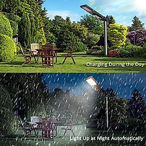 Mii-PWR Solar Street Light Metal Motion Sensor Wall Mounted IP65 Outdoor Waterproof with 3 Lighting Modes Auto Dusk to Dawn LED for Garden Street Deck Patio Path Garage Parking