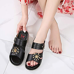 justHIGH Sandals for Women Summer Hollow Out Slip On Platform Sandal Wedge Shoes with Concealed Orthotic Arch Support