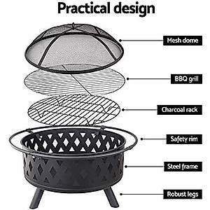 LEAYAN Garden Fire Pit Portable Grill Barbecue Rack Outdoor Fire Pit, Multifunctional Garden Terrace Fire Bowl Heater,BBQ Grill Fire,Heat-Resistant Coating,Steel Frame for Camping Backyard