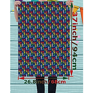 U'COVER Birthday Wrapping Paper 6 Large Sheet Happy Birthday Gift Wrapping Paper for Kids Boys Girls Men Women Baby Shower 3 Style Colorful Birthday Greeting Gift Wrap Paper Folded Flat 27 * 37inch