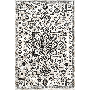 nuLOOM Cassy Floral Medallion Area Rug, 4x6, Grey