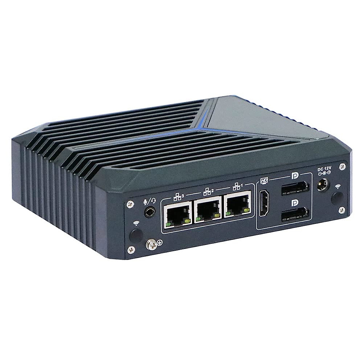 Micro Firewall Appliance 3 Intel I225-V 2.5GbE NIC Ports Fanless Mini PC, Intel Celeron J6412 Quad Core, Support AES-NI,TPM2.0 2xDP 1xHDMI 1xCOM 6xUSB, 16GB DDR4,256GB M.2 SSD