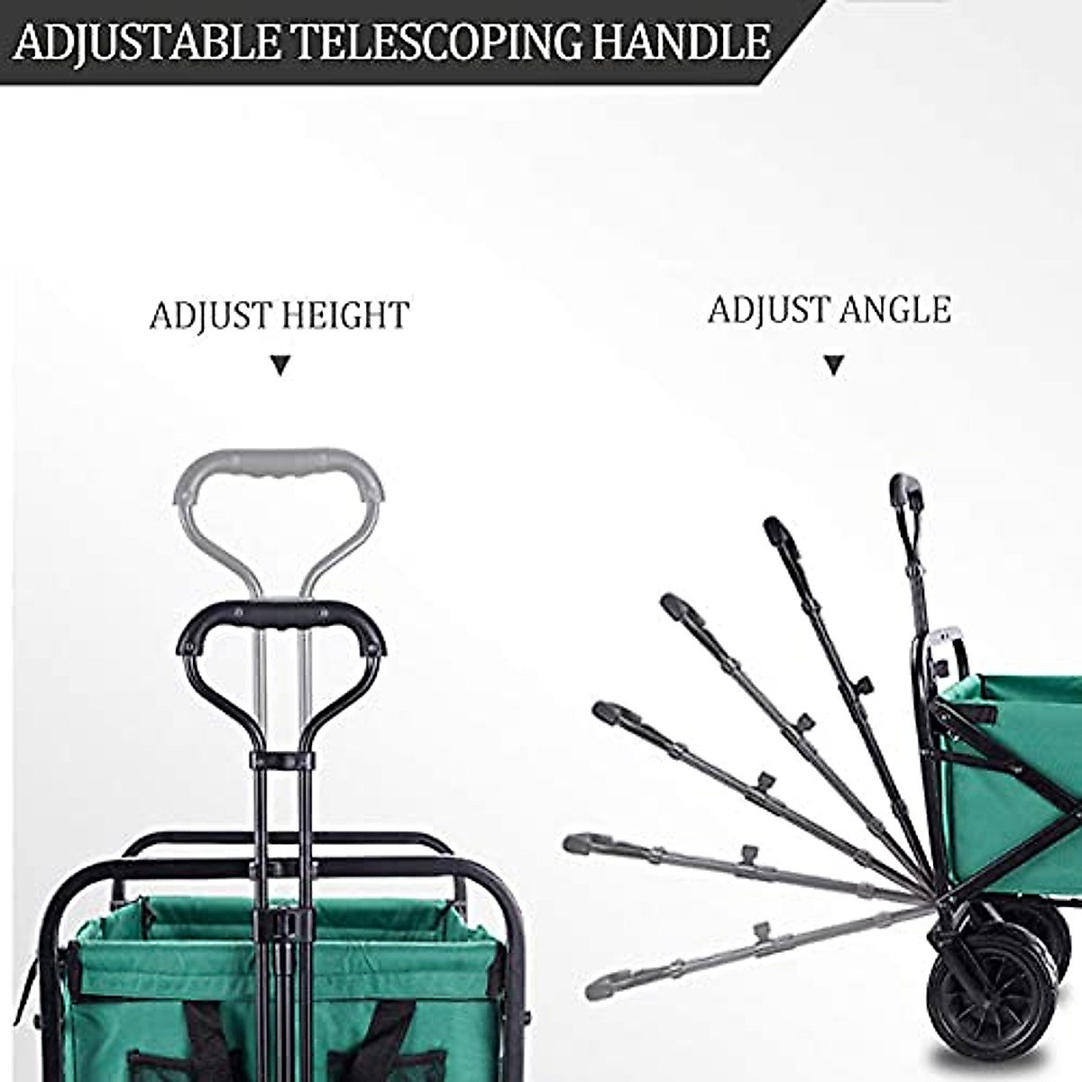 All Terrain Folding Beach Wagon with Canopy,Heavy Duty Collapsible Utility Wagon Transport Trolley,Outdoor Garden Wagon Portable Shopping Cart