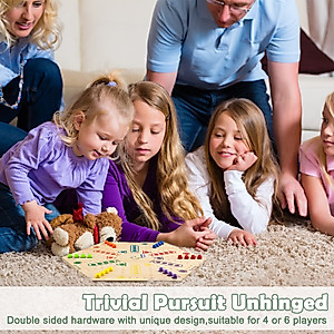 Kathfly Marble Board Game Wooden Wahoo Board Game Double Side Painted Board Game with 6 Colors 36 Marbles 6 Dice for Adults Family Night Game, 6 and 4 Player (Hexagonal)