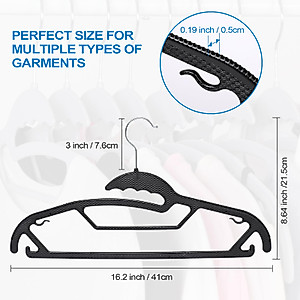 UNEED Hangers 50 Pack - Space Saving Plastic Clothes Hangers with 360°Rotating Hook-Heavy Duty Hangers for Suits and Pants(Balck Hanger)