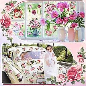 Glenmal 24 Sheets Sunflower Rub on Transfers for Crafts and Furniture Rub on Transfer Stickers Fall Thanksgiving Rub on Decals Floral for Wood DIY Craft Furniture, 5.9 x 5.9 Inch(Rose Style)