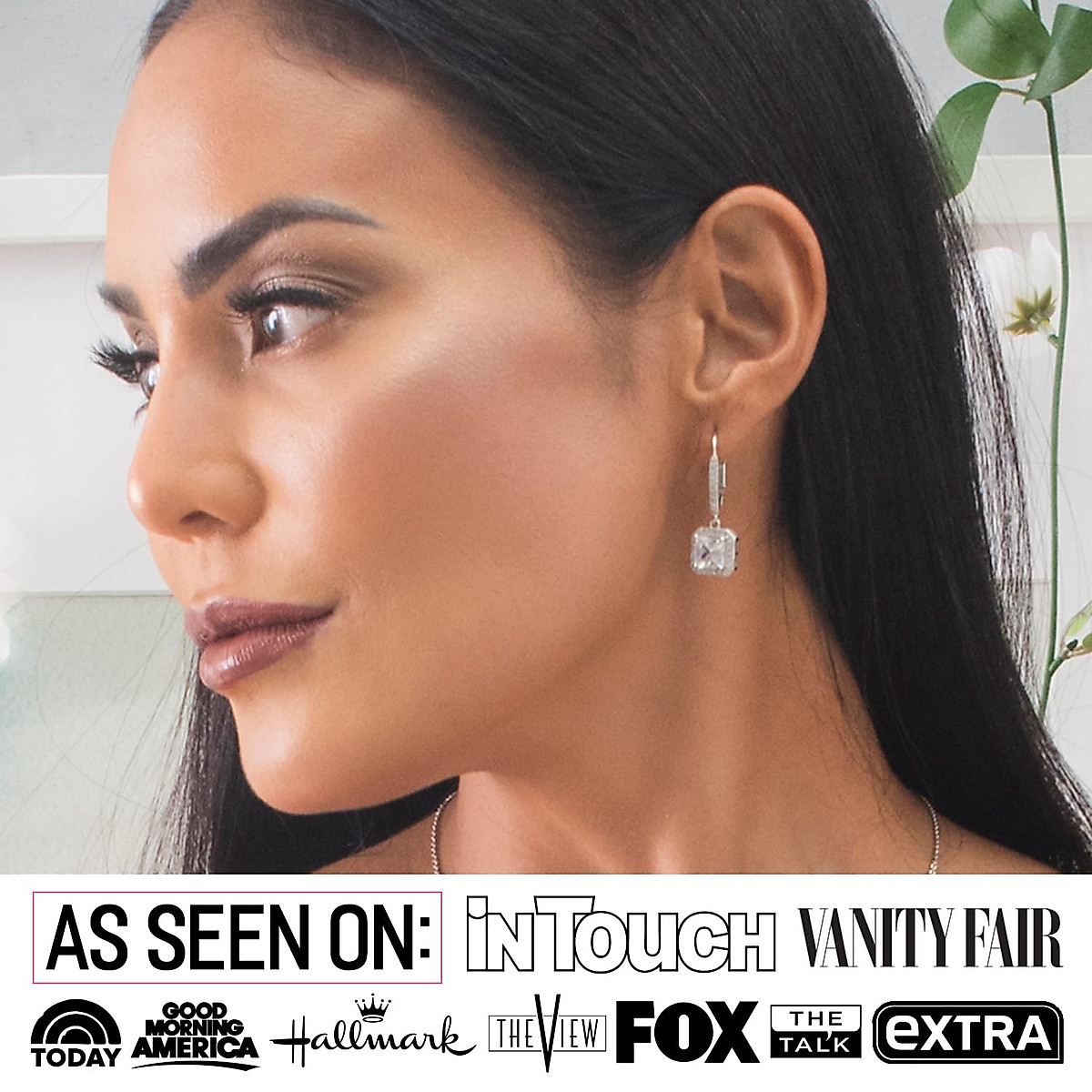 Cate & Chloe Ivy 18k White Gold Dangle Earrings | Princess Cut Cubic Zirconia Earrings, Women's Drop & Dangle Earrings, Halo Silver Earring Set, Hypoallergenic Earrings Fashion Jewelry