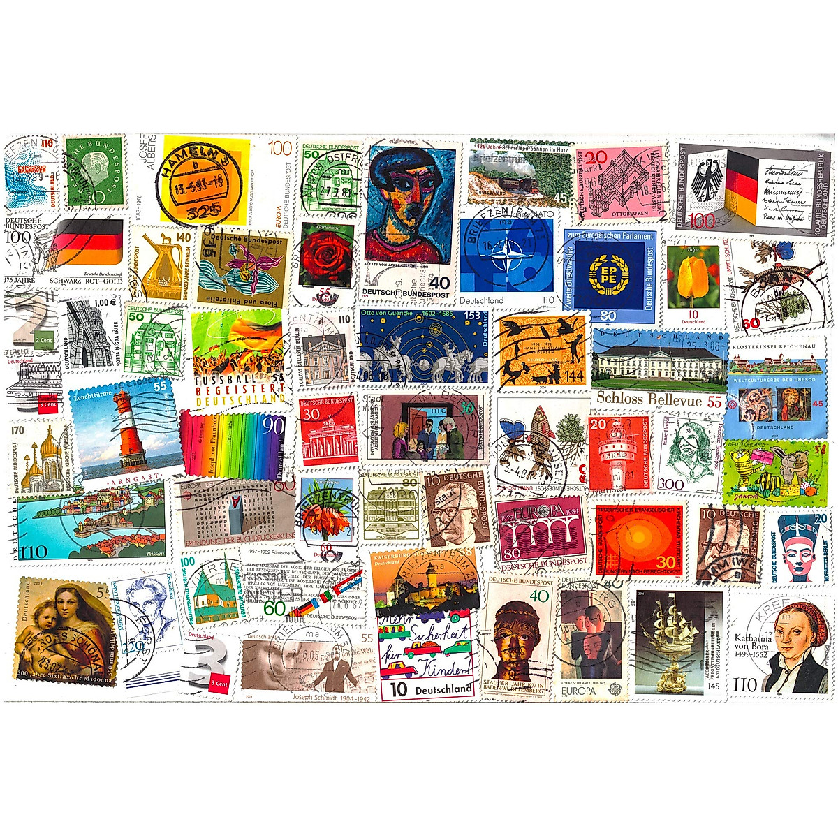 50 Stamps from Germany (East, WEST, Federal) Mixed Philately Used Postage Stamps Off Paper