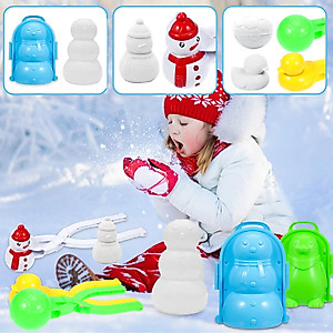 Shappy 32 Pcs Winter Snow Toys for Outdoor Snowball Maker Tool Kit with Handle for Snow Ball Shapes Maker Fights Duck for Adults Snow Sand Toys
