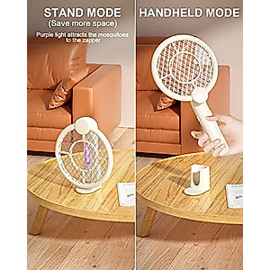 AICase 2 in 1 Foldable Portable Bug Zapper Racket,Rechargeable Fly Swatter with Trap Light,Compact Electric Zapper Indoor and Outdoor Use for Bedroom/Kitchen/Backyard/Porch…