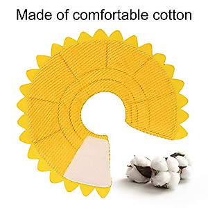 SLSON Cat Recovery Collar Pet Cone Collar Soft Protective Cotton Cone Adjustable Fasteners Collar for Cat and Puppy, Yellow (S)