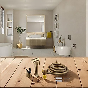 Handheld Bidet Sprayer For Toilet, Stainless Steel Cloth Diaper Spraying Kit, Bathroom Toilet Bidet Attachment Set Brushed Gold Brass Toilet Bidet Spray Set
