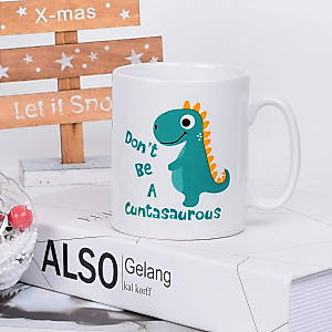 BLEUM CADE Coffee Mug Don’t be A Cuntasaurous Coffee Tea Cup Funny Words Novelty Gift Present White Ceramic Mug for Christmas Thanksgiving Festival Friends Gift Present