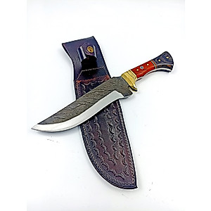 14.56" Forged Steel Bowie Knife with Leather Case , Handmade Hunting Knife For Men , Camping Knife , Utility Knife , Full Tang Blade Knife , Tactical Fixed Blade