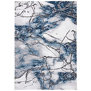 SAFAVIEH Craft Collection Area Rug - 5'3" x 7'6", Grey & Blue, Modern Abstract Design, Non-Shedding & Easy Care, Ideal for High Traffic Areas in Living Room, Bedroom (CFT877L)