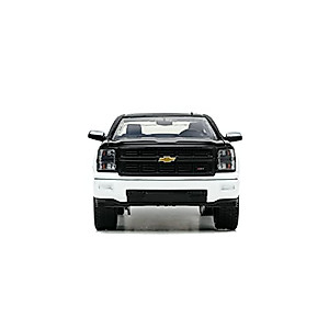 Jada Toys Just Trucks 1:24 2014 Chevy Silverado Z-71 Die-cast Car Black/White with Tire Rack, Toys for Kids and Adults