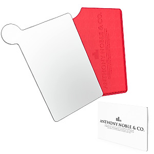 Anthony Noble & Co. Elegant Pocket Mirror in Credit Card Size with Handle, Small Mirror Made of Polished Metal, Mini Mirror incl. Designer Protective case, Compact Mirror for on The Road and Camping
