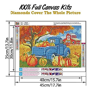 Thanksgiving Fall Diamond Painting Kits for Adults - 6 Pack Fall Pumpkin Truck Gnome Diamond Art Kits 5D Paintings with Diamond Dots Full Drill Round Gem Art,for DIY Gift and Home Decor12x16inch