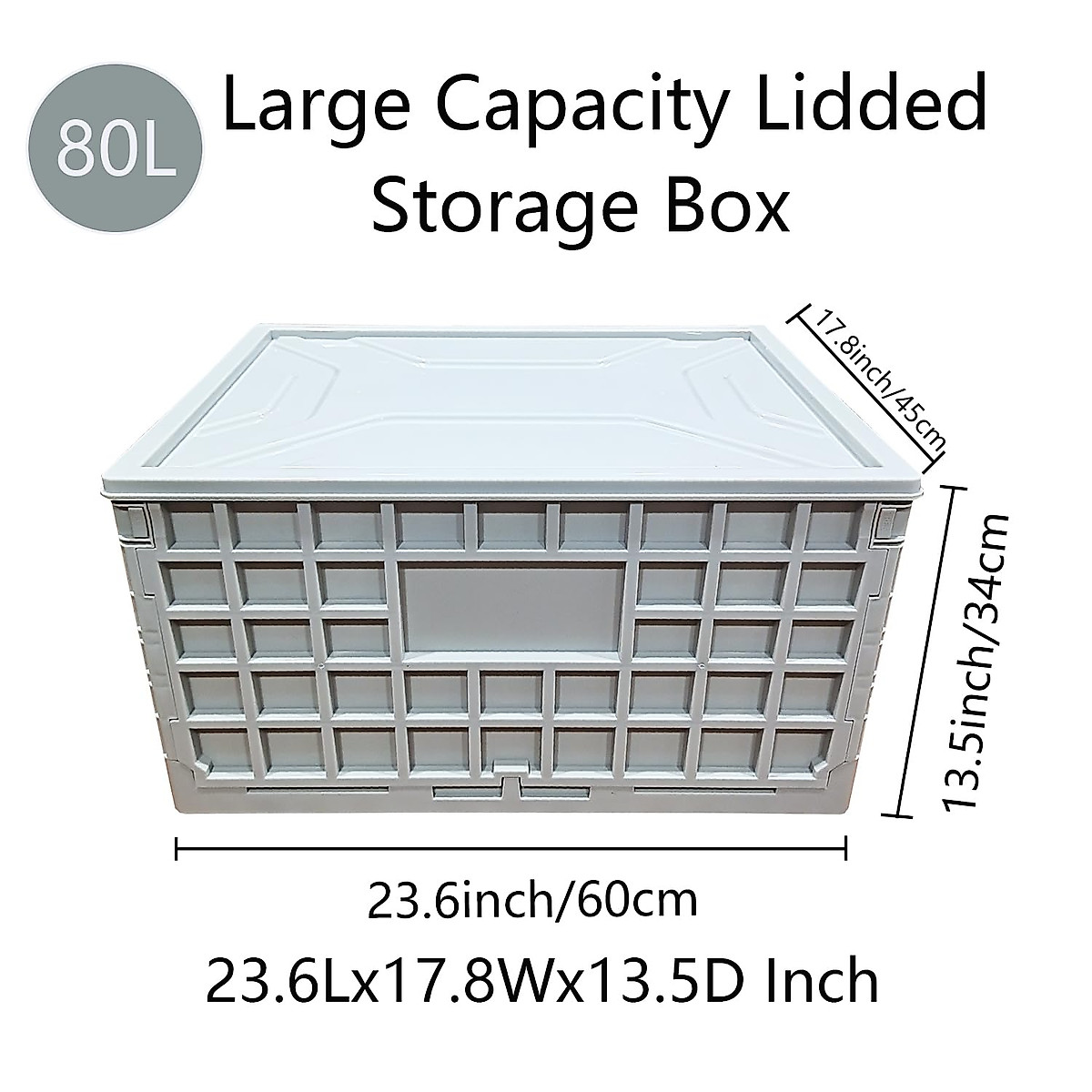 PTEREIW 21.5 Gallon(80L) Large Plastic Storage Totes, Stackable Storage Bin with Lid, Heavy Duty Plastic Container,Rugged Garage Organizer Container and Lidded Storage Basket(Grey)