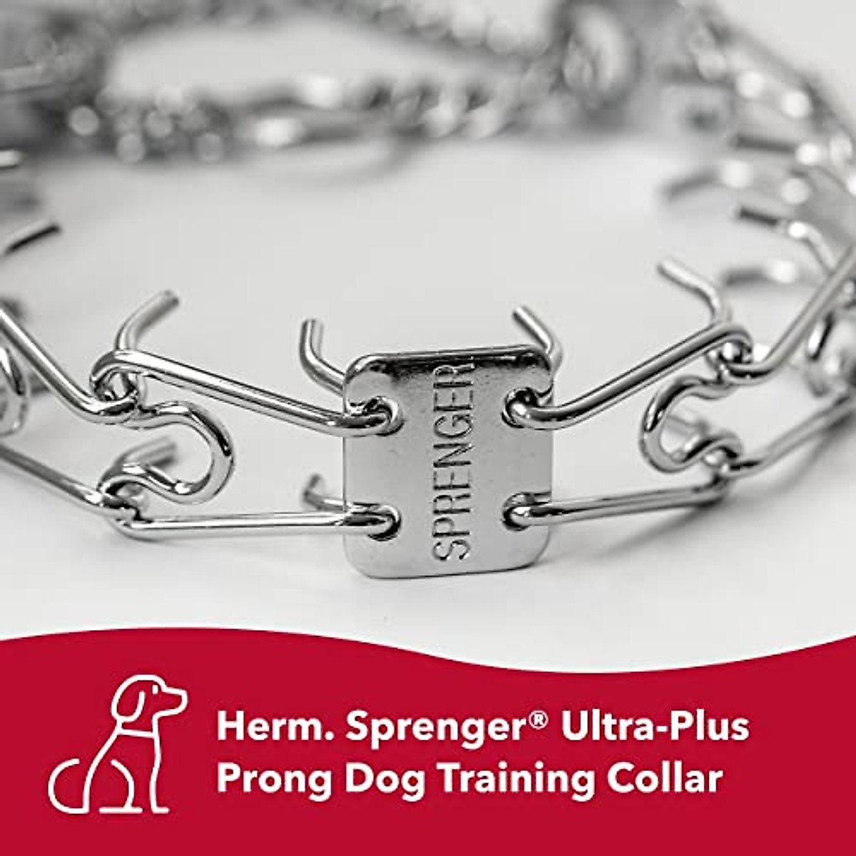 Herm SPRENGER Ultra-Plus Prong Dog Training Collar,  3.0 mm x 18" Neck Size, 3.0 mm x 20" Chain Length, Steel Chrome Plated Dog Prong Collar, Pinch Collar for Dogs, Dog Correction Collar
