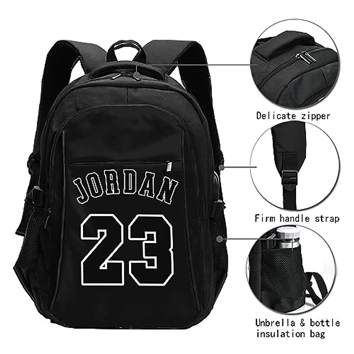 POYOMUK Basketball 23 Jordan Lightweight Backpack With Usb Charging Port Daypack Travel Rucksack