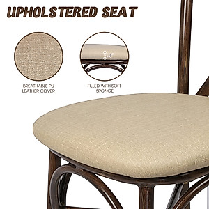 Koreyosh Modern Dining Chair Set of 2, Upholstered PU Leather Dining Room Chairs, Comfortable X-Shape Back Kitchen Chairs with Aluminum Frame for Outdoor or Indoor Use, Sand Beige