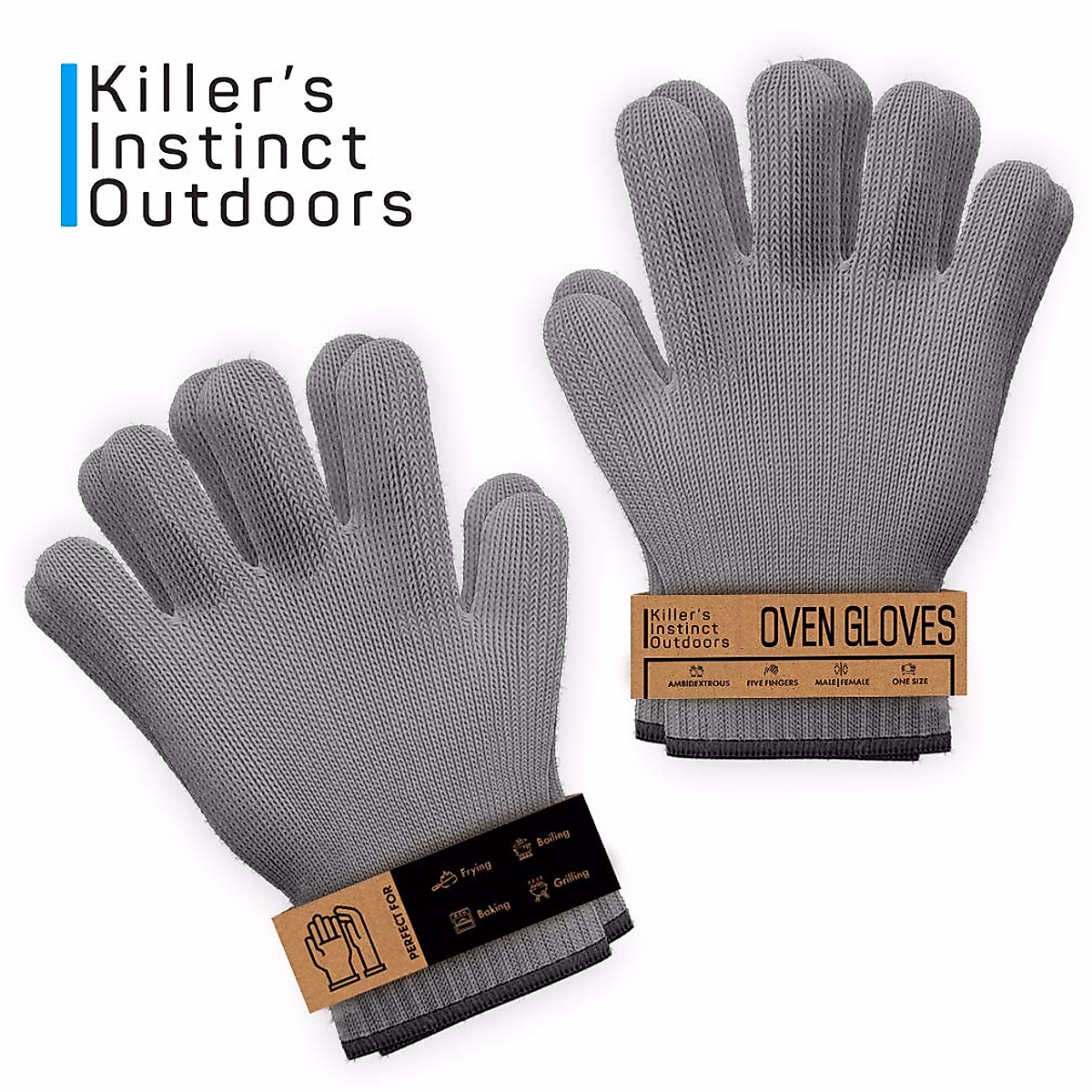 1 Pair Grey Heat Resistant Gloves Oven Gloves Heat Resistant with Fingers Oven Mitts Kitchen Pot Holders Cotton Gloves Kitchen Gloves Double Oven Mitt Set Oven Gloves with Fingers